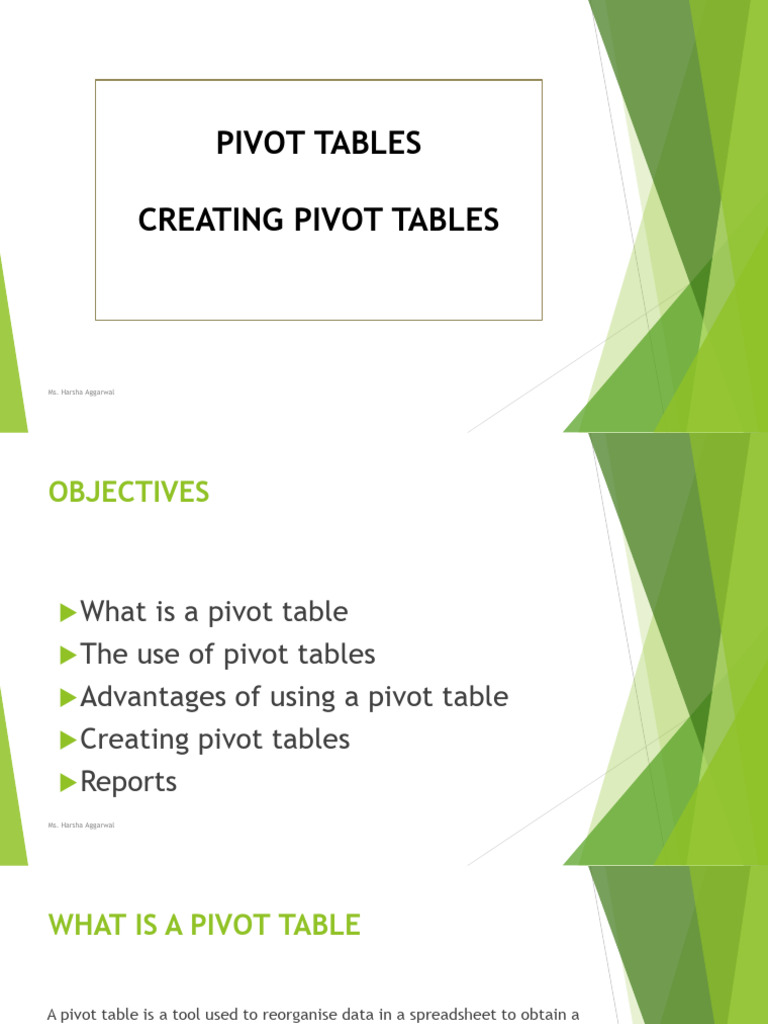 Pivot Tables for Data Analysis | PDF | Incremental Computing | Spreadsheet Software