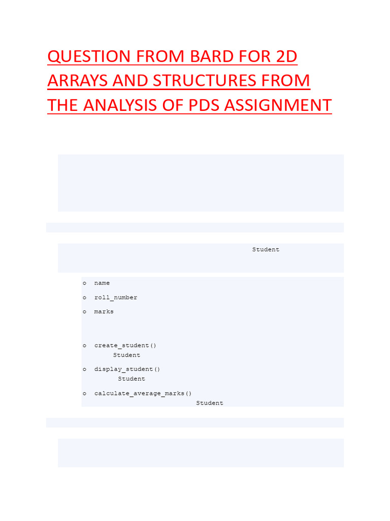 Question From Bard For 2D Arrays and Structures From The Analysis of ... Question From Bard For 2D Arrays and Structures From The Analysis of ...