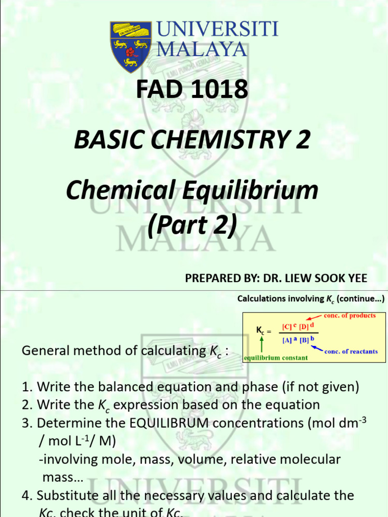 Part 2 - LECTURE NOTE Chemical Equilibrium Student Version | PDF | Chemical Equilibrium ...