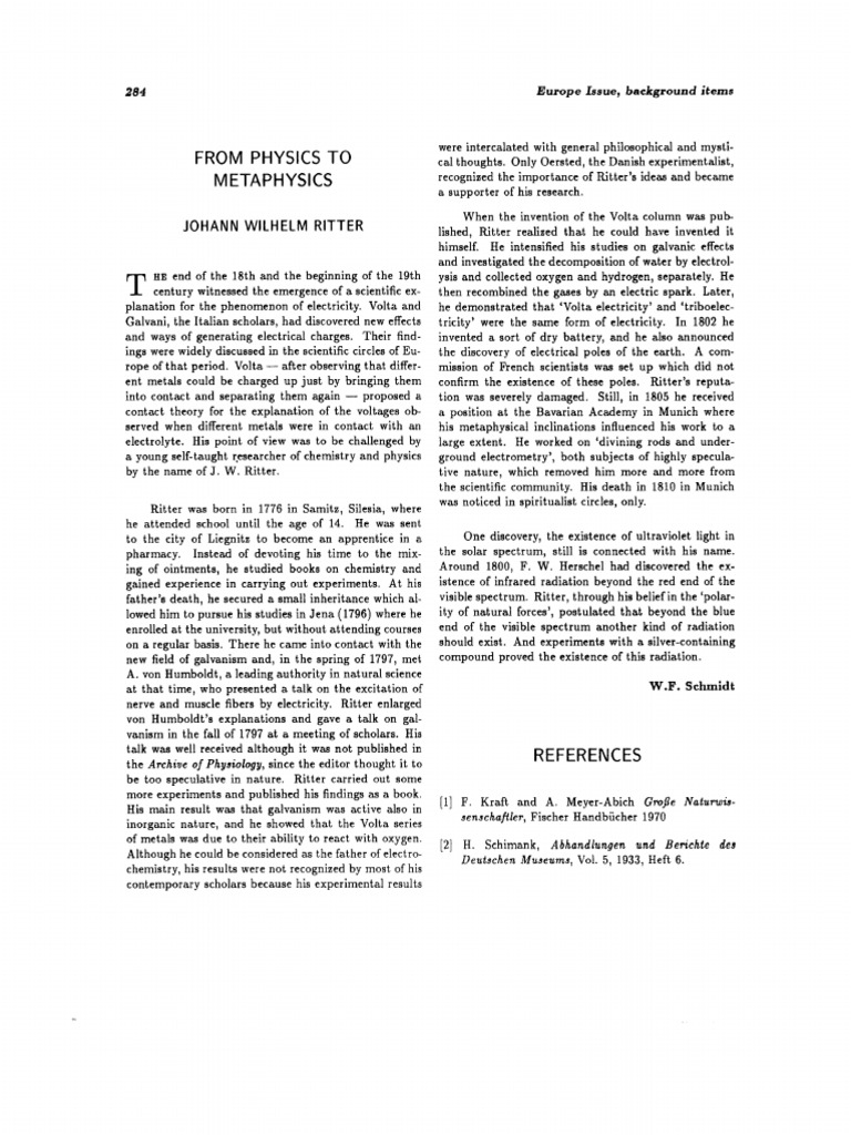 From Physics To Metaphysics Johann Wilhelm Ritter | PDF ...