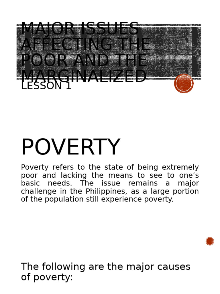 Major Issues Affecting The Poor and The Marginalized | PDF | Attitude ...