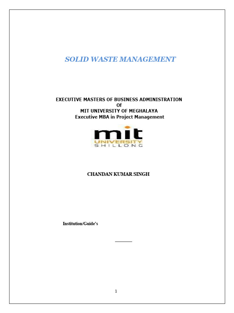 Capstone Project Ex-Mba-Project (Final Year) Chandan Kumar Singh | PDF | Waste Management ...