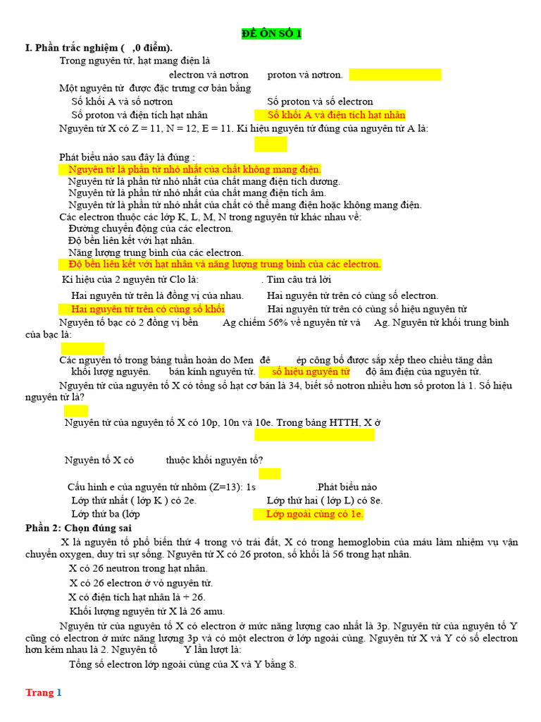10 de On Tap Giua HK1 Hoa 10 Canh Dieu CTM | PDF