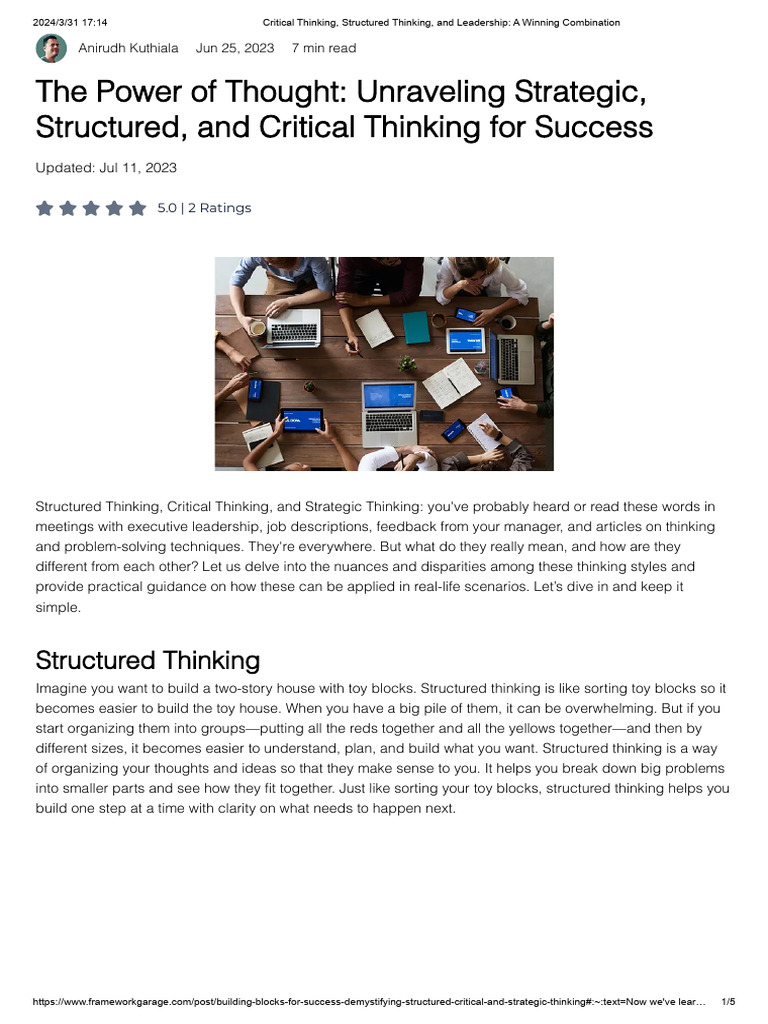 Critical Thinking, Structured Thinking, and Leadership - A Winning ...