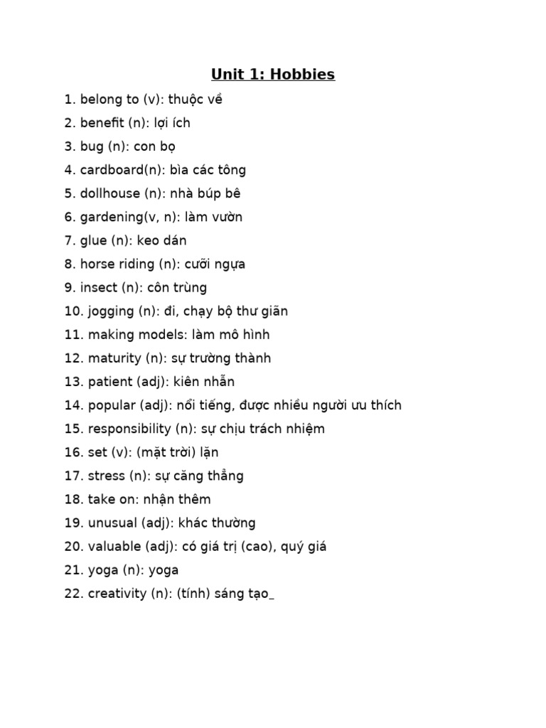 Unit 1: Hobbies | PDF