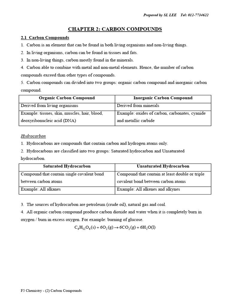 Chapter 2 Carbon Compounds | PDF | Alkene | Fat