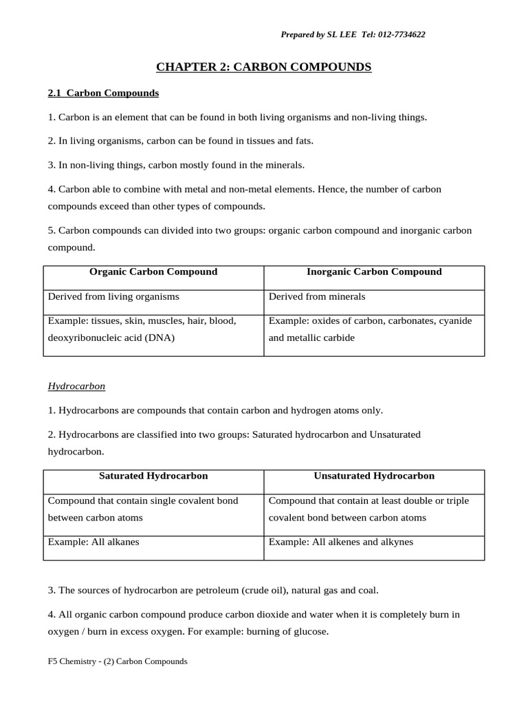 Chapter 2 Carbon Compounds | PDF | Alkene | Fat