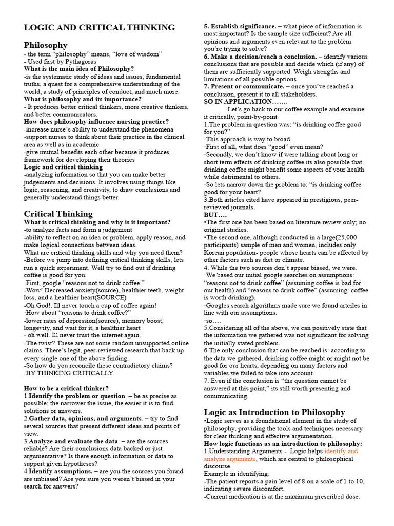 LOGIC AND CRITICAL THINKING Midterms | PDF | Critical Thinking ...