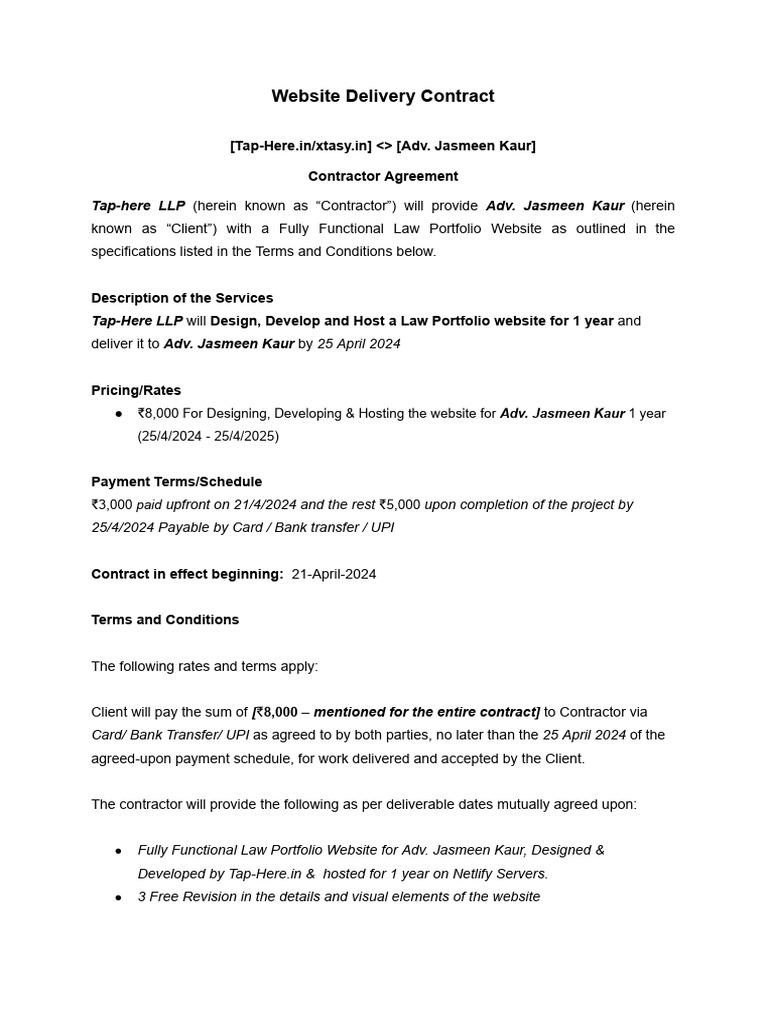 Freelance Contract Template Sample Word | PDF | Business Law | Private Law