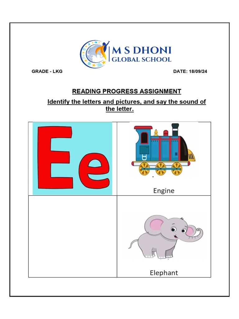 LKG Reading Progress Assignment | PDF | Games & Activities
