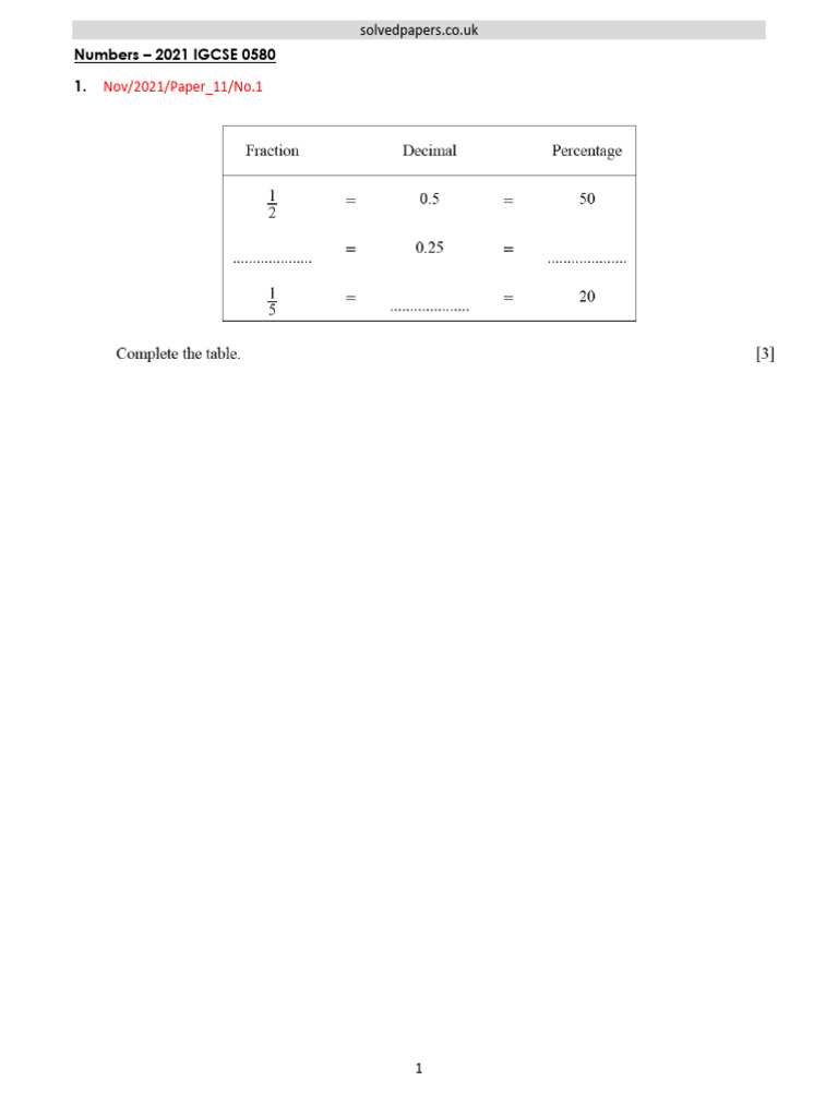 2021 Numbers IGCSE 0580 | PDF | Games & Activities | Home & Garden