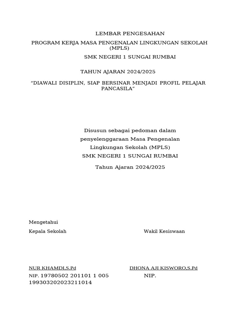 Program Kerja MPLS | PDF
