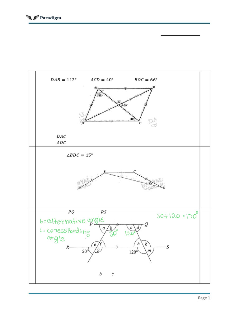 Sec 1 Paradigm Math Polygons Geometrical Constructions | PDF | Triangle | Perpendicular