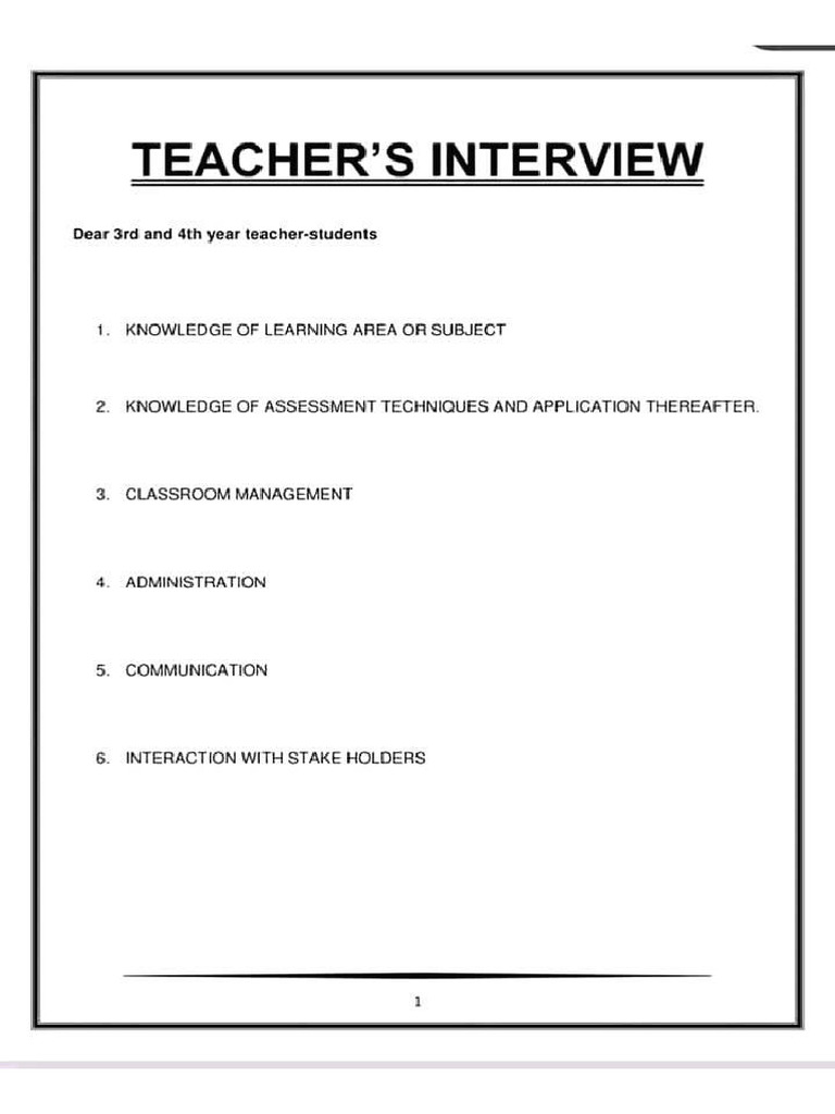 Teachers Interview | PDF