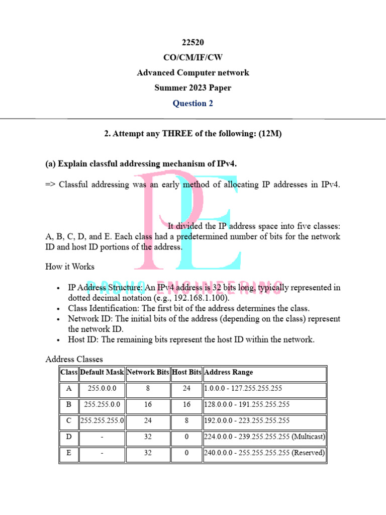 Classful Addressing and TCP/UDP Overview | PDF | Ip Address | Computer ...