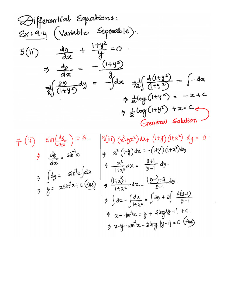Differential Equations - 20th Nov | PDF