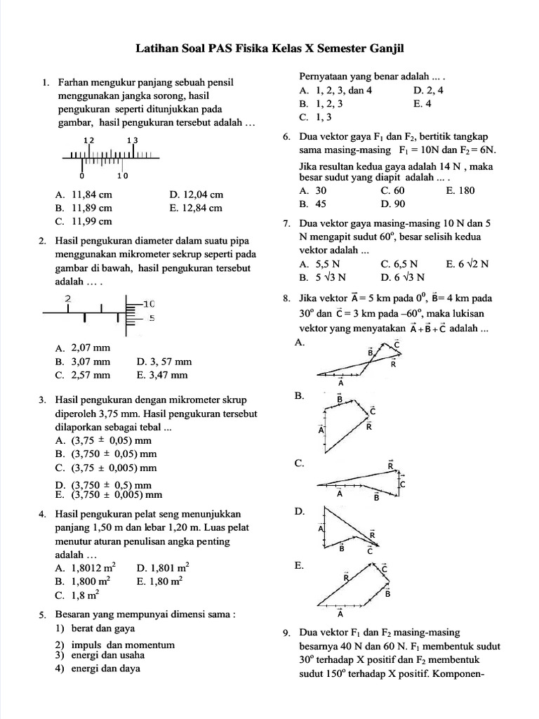 PDF Latihan Soal Uas Fisika Kelas X Ganjil 2020 Compress | PDF | Teaching Methods & Materials