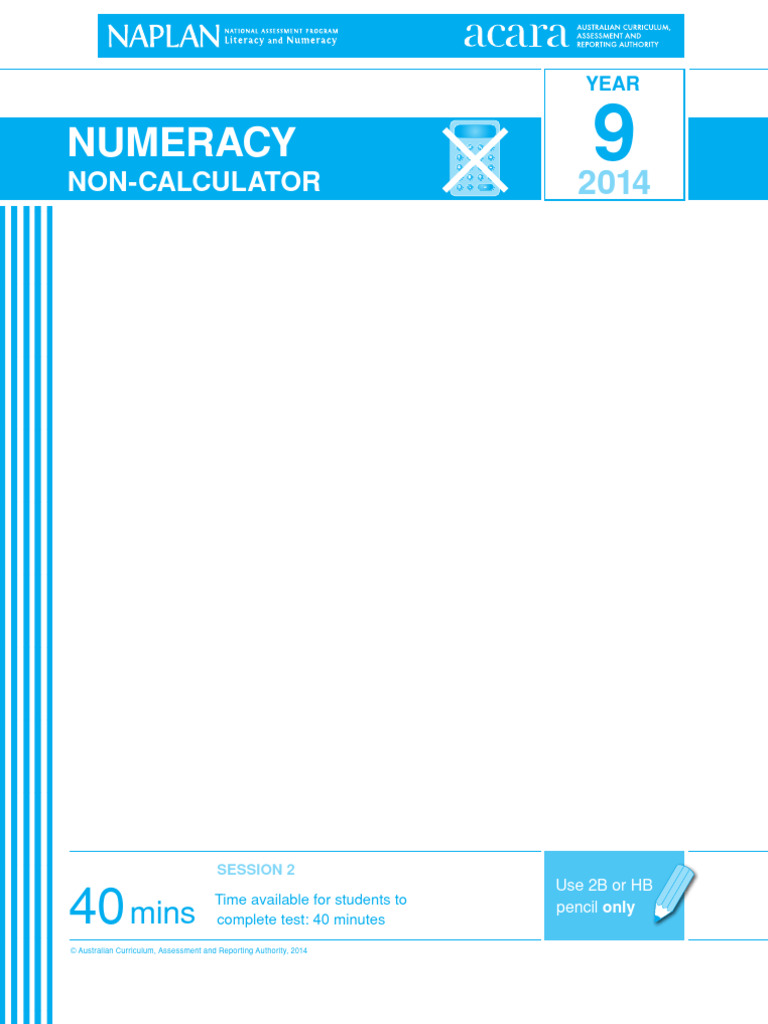 Naplan 2014 Numeracy Year 9 (No Calculator) | PDF | Triangle ...