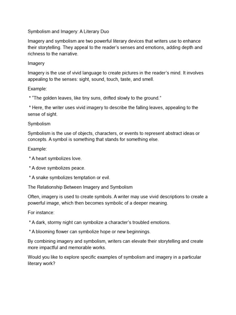 Understanding Imagery and Symbolism | PDF | Art | Poetry