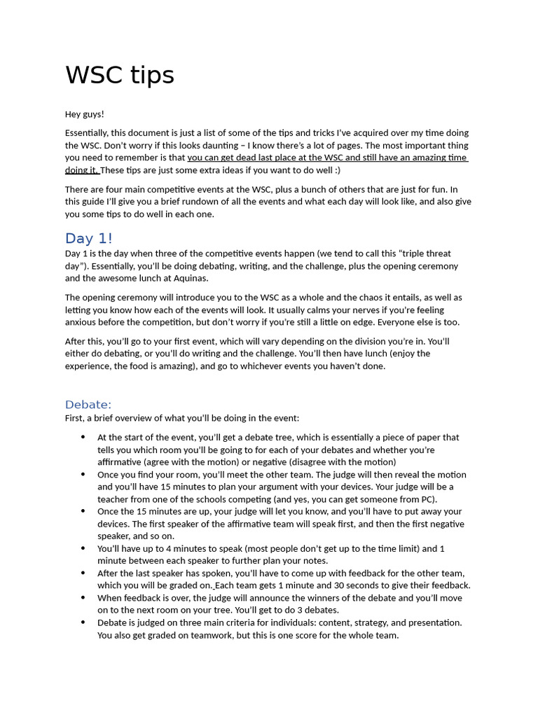 WSC Tips | PDF | Essays