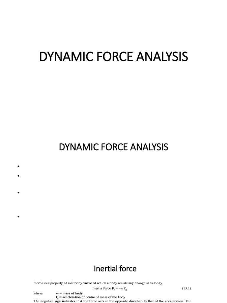 Dynamic Force Analysis Up | PDF | Force | Acceleration