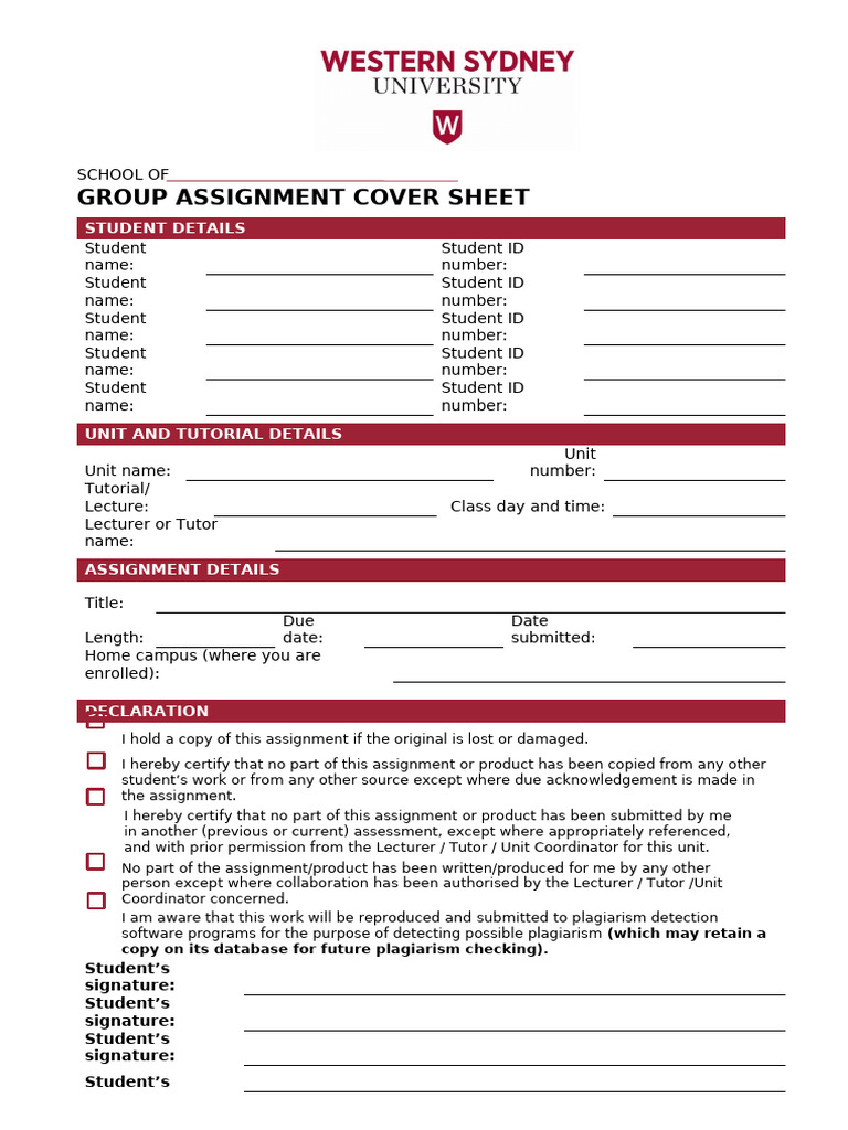 Group Assignment Cover Sheet | PDF