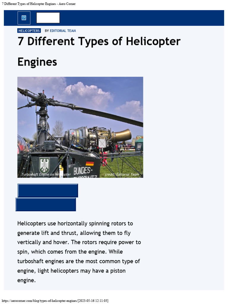 Types of Helicopter Engines Explained | PDF | Helicopter | Engines