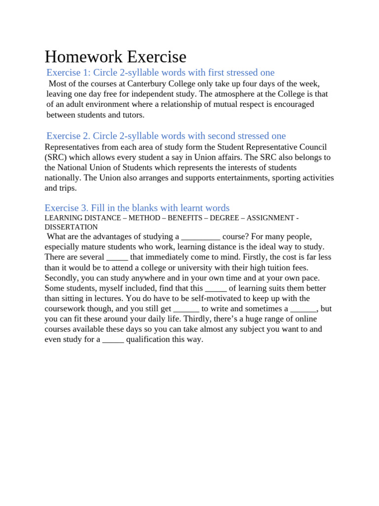 Homework Exercise for Van | PDF