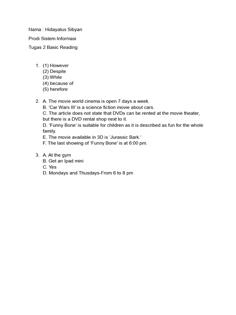 Hidayatus Sibyan - Tugas 2 Basic Reading | PDF
