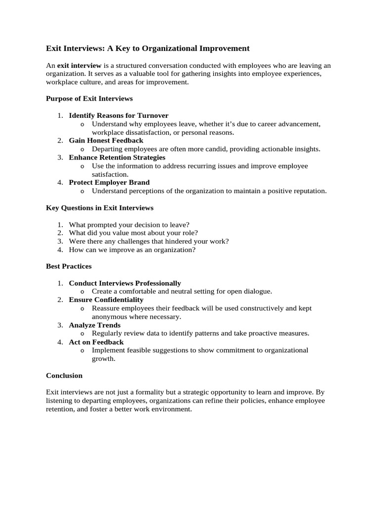 Exit Interviews | PDF