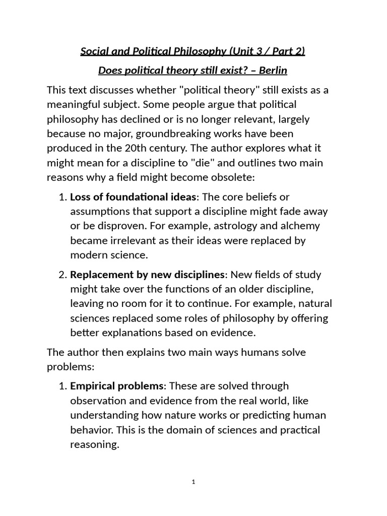 Social and Political Philosophy Unit 3b | PDF | Science | Idea