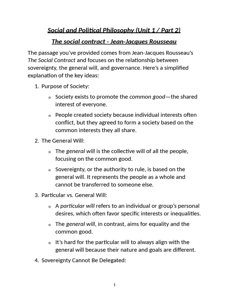 Social and Political Philosophy Unitv 1 | PDF | Social Contract ...