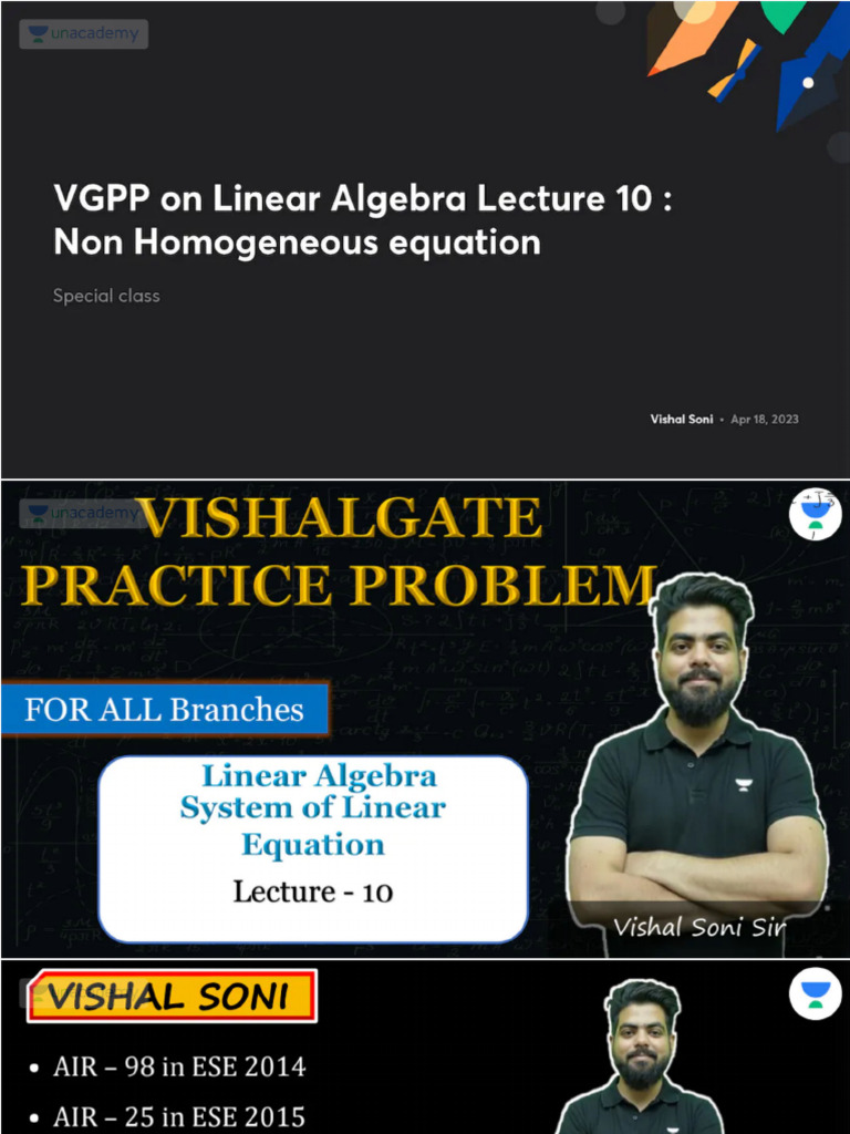 VGPP On Linear Algebra Lecture 10 Non Homogeneous Equation No Anno | PDF VGPP On Linear Algebra Lecture 10 Non Homogeneous Equation No Anno | PDF