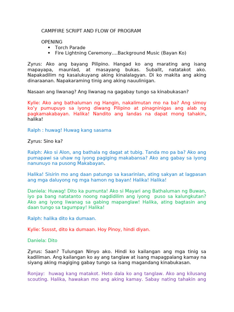 Campfire Script and Flow of Program | PDF