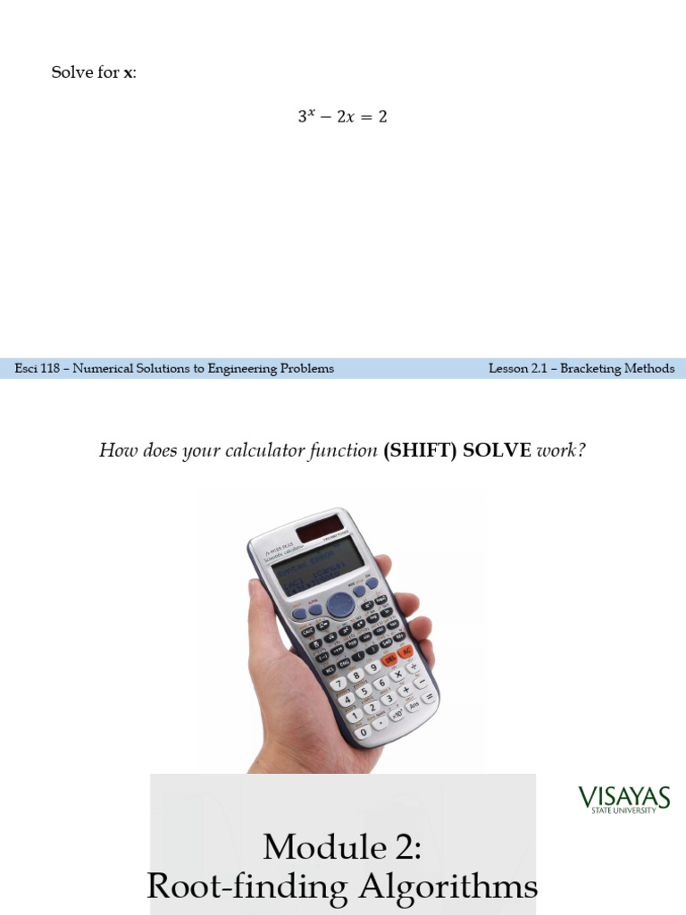 Lesson 2.1 - Bracketing Methods | PDF | Numerical Analysis | Equations Lesson 2.1 - Bracketing Methods | PDF | Numerical Analysis | Equations