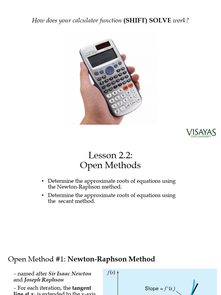 Lesson 2.2 - Open Methods | PDF | Numerical Analysis | Theoretical ...