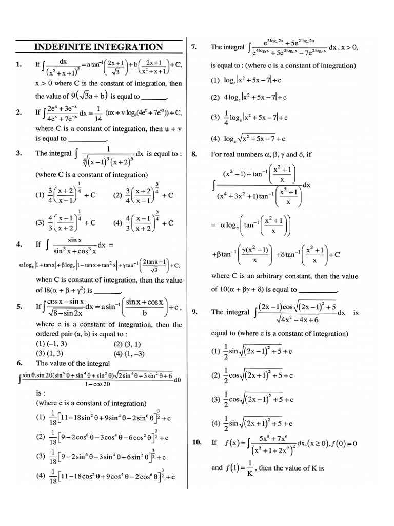 Indefinite Integration | PDF