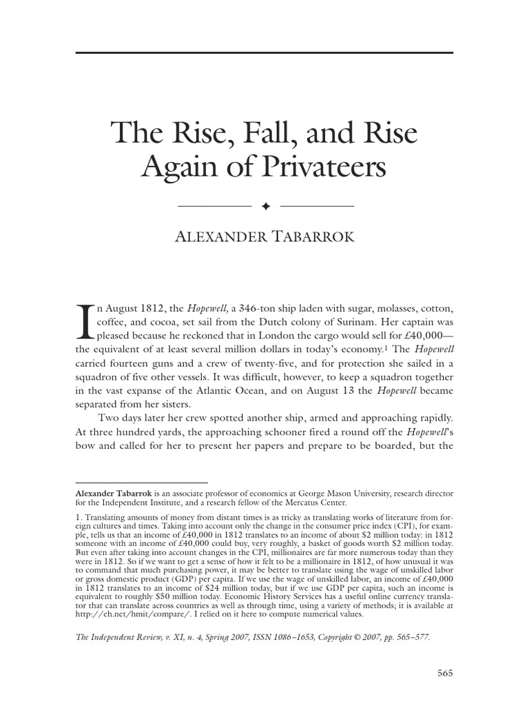 The Rise, Fall and Rise Again of Privateers | PDF | Prize (Law) | Privateer