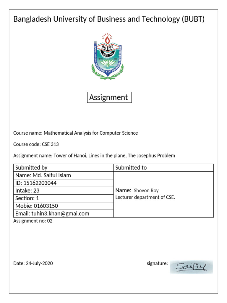 Assignment Coverpage | PDF | Technology & Engineering