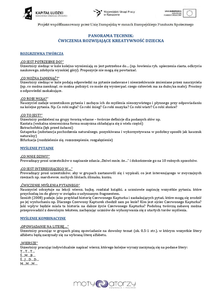 Cwiczenia Rozwijajace Kreatywnosc | PDF