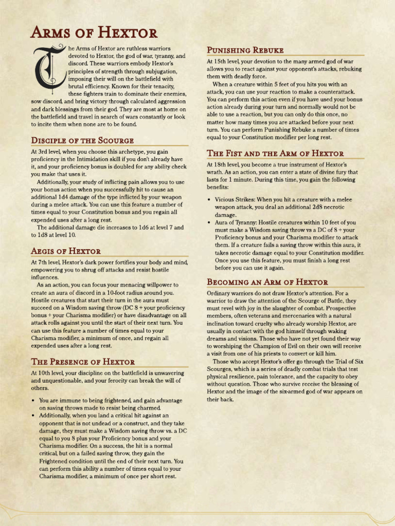 Arms of Hextor | PDF