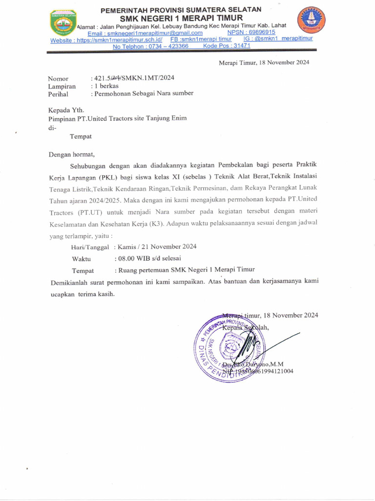 Undangan Narasumber PT UT | PDF