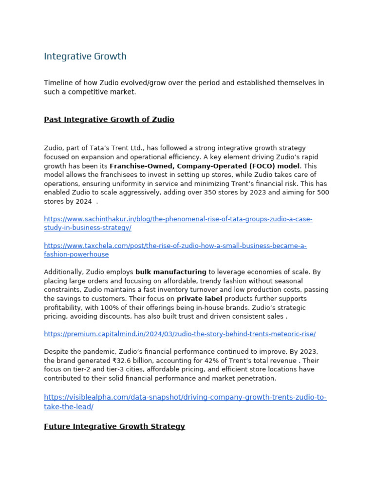 Zudio - Integrative Growth | PDF | Pricing | Marketing