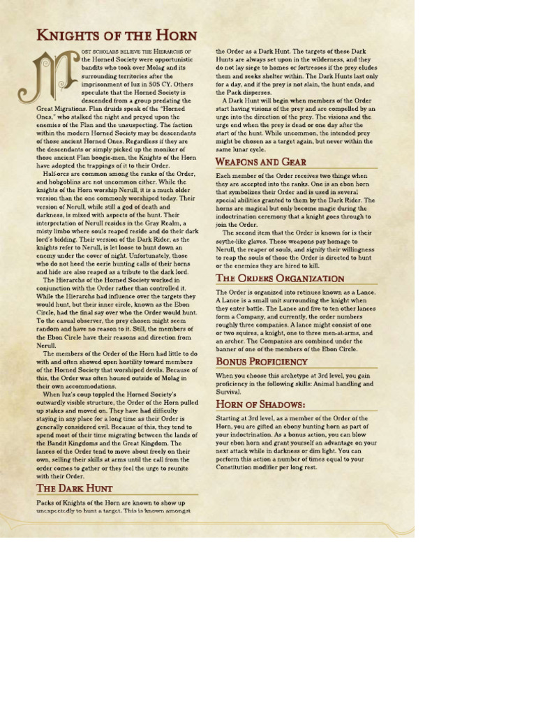 Knights of The Horn | PDF