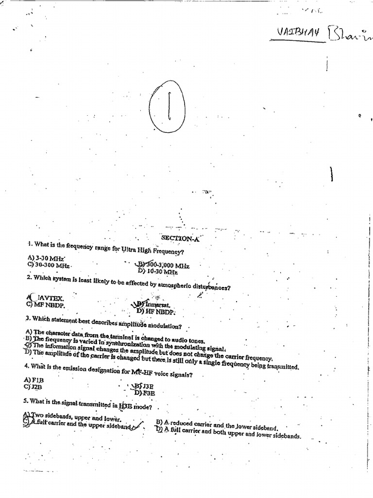 GMDSS Question Paper | PDF