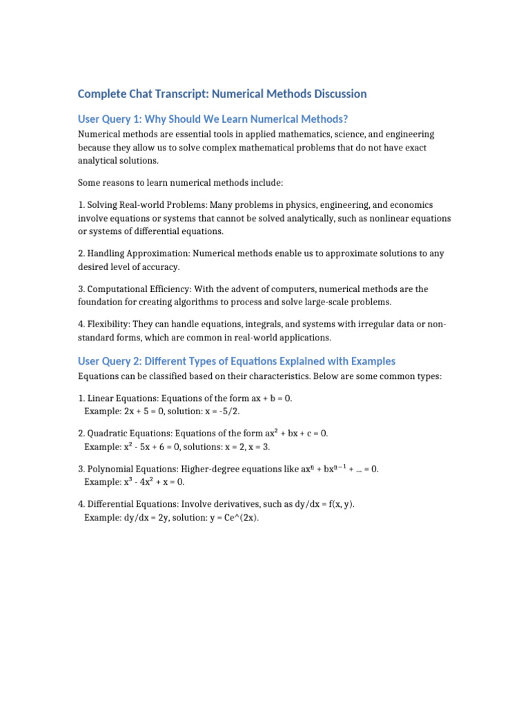 Complete Numerical Methods | PDF