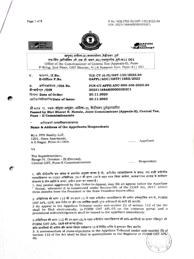 Order For Revocation of GST Registration of PPS Reality LLP ...