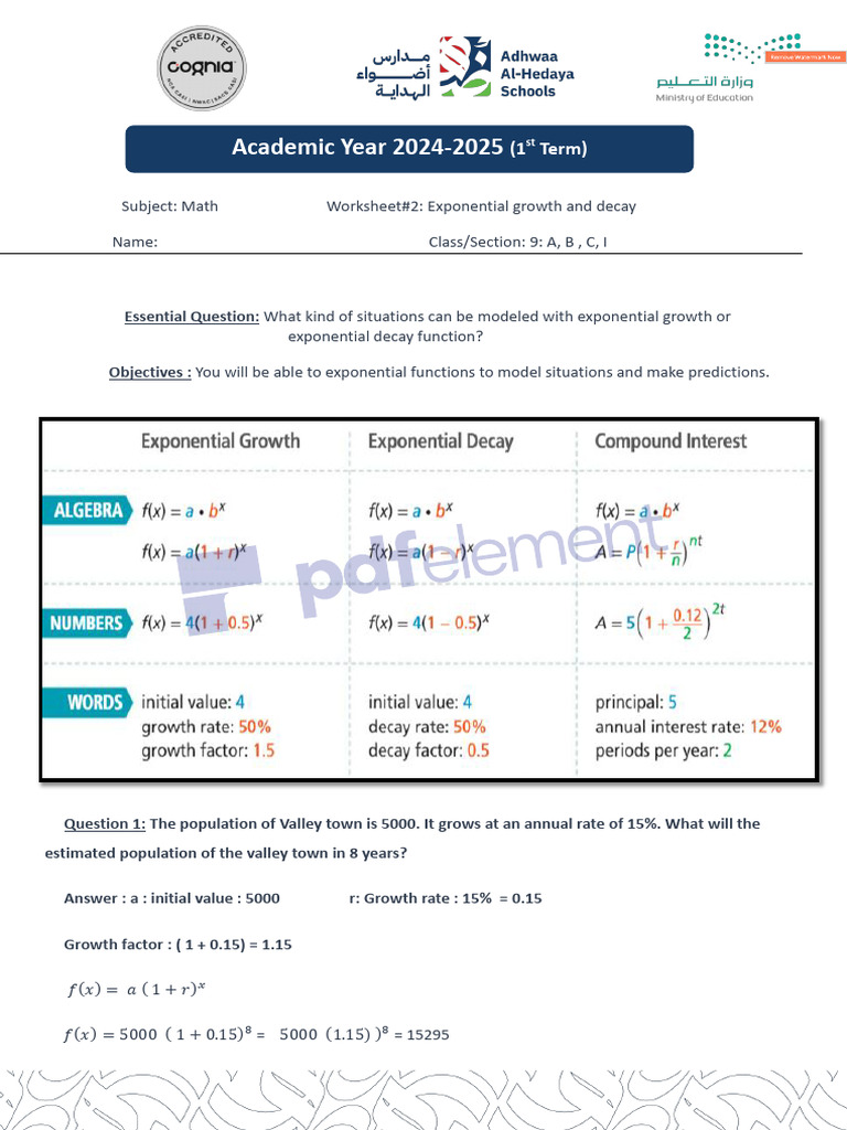 AK-Worksheet - 2 Ls.5-3 Exponatial Growth and decay-AK | PDF | Exponential Function