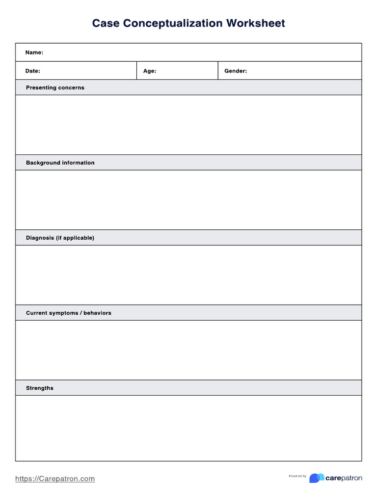 Case Conceptualization Worksheet | PDF