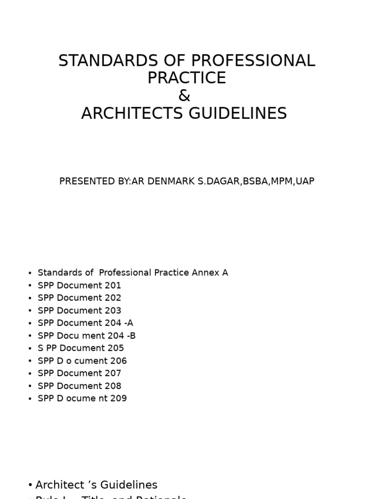 Standards of Professional Practice Guide | PDF | Per Diem | Architect